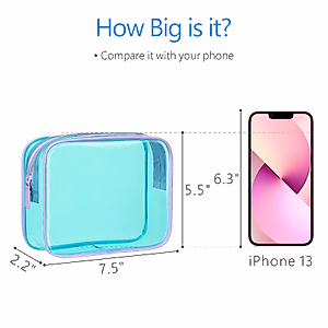 PACKISM Clear Makeup Bags, 3 Pack Tsa Approved Toiletry Bag with Zipper, Water-resistant Clear Cosmetic Bags Fit Travel Essentials, Carry-on Airport Airline Compliant Toiletries Bag, Mint Green