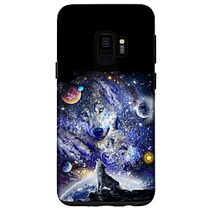 Galaxy S9 Cosmic Space Wolf, Wolves Family Howling, Constellation Case