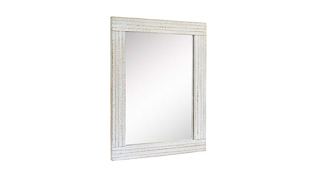 Stonebriar Rustic White Wood Frame Wall Mirror 24" x 18"