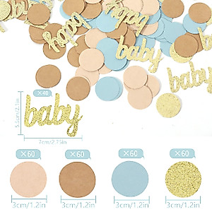 280PCS Blue Oh Baby Confetti - Gender Reveal Party Supplies, Blue Grey Confetti, Baby Boy Confetti for Baby Shower, Baby Sprinkle, Taupe Table Scatter