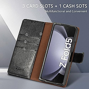 ZZXX Samsung Galaxy Z Fold 5 Wallet Case with [RFID Blocking] Card Slot Magnetic Closure Leather Flip Fold Protective with S Pen Holder Phone Case for Galaxy Z Fold 5 Case Wallet(Black-7.6 inch)