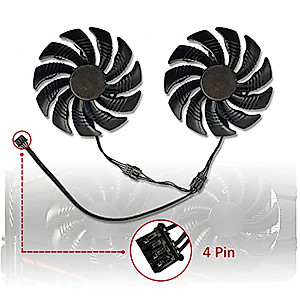 Cavabien 86MM Fan T129215SU TPLD9210S12HH 4Pin Cooling Fan for Gigabyte GTX 1050 1060 1070 960 RX 470 480 570 580 Graphics Card Cooler （FanAA