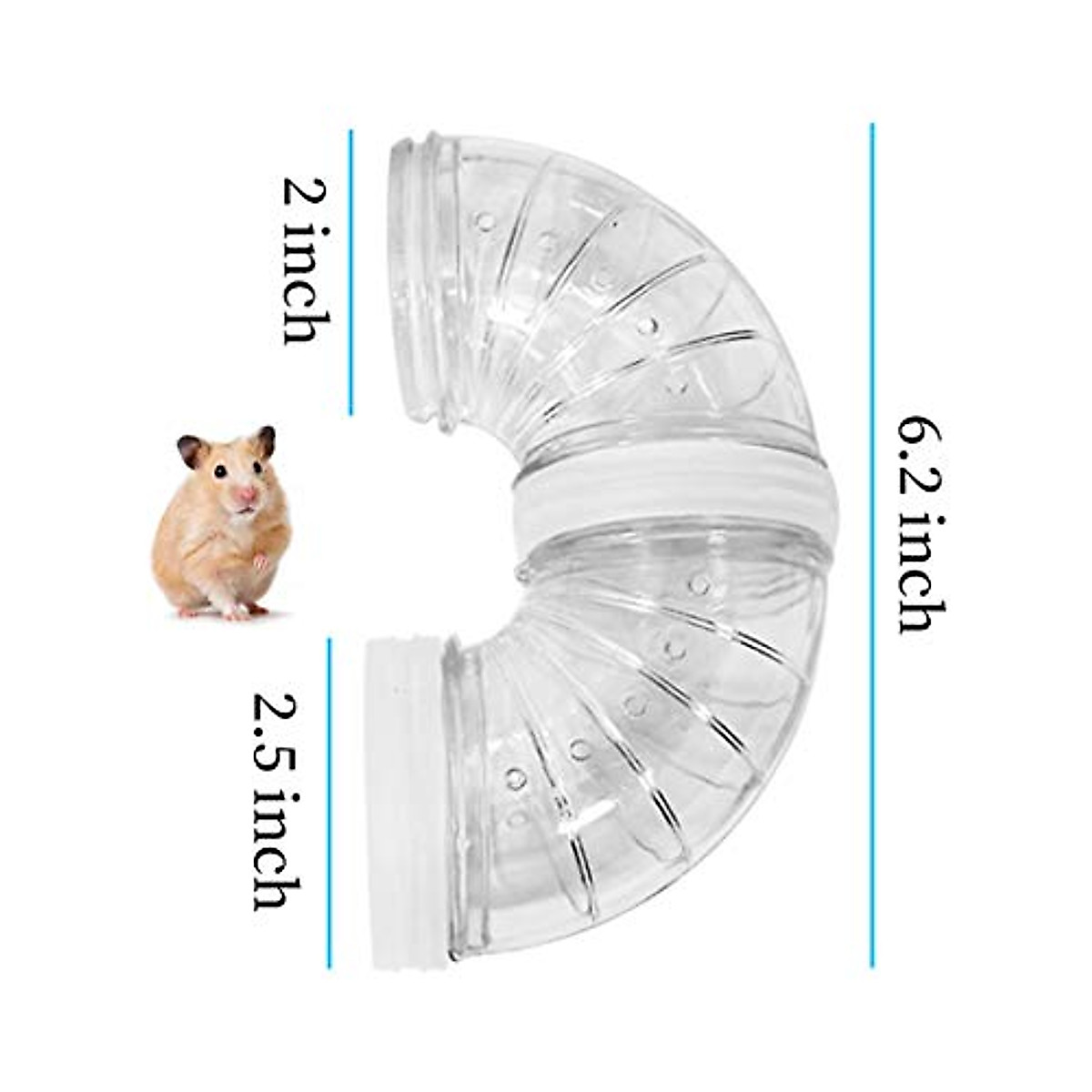 WishLotus Hamster Tubes, Adventure External Pipe Set Transparent MaterialHamster Cage & Accessories Hamster Toys to Expand Space DIY Creative Connection Tunnel Track Rat Toy (White)