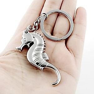 ARFUKA Bottle Opener Keychain Metal 3D Seahorse Pendant Beer Opener Beverage Soda Beer Bartender Bottle Opener Keyring Christmas Birthday Gift for Men and Women Silver