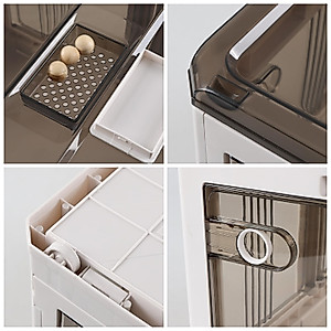 Sandmovie 4 Packs 15 Gallons Stackable Collapsible Storage Box with Wheels, Plastic Folding Box with 5 Doors