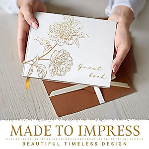 Gold Stamped Wedding Guest Book, Wedding Guest Book with Pen, Floral Guest Book Wedding Reception, Wedding GuestBook Floral Design, Wedding Book, Wedding Book Alternative, Floral Guest Book