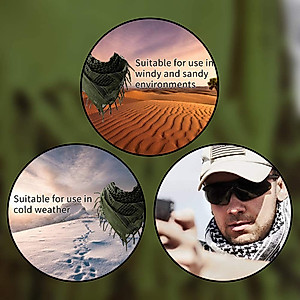 100 percent Cotton Military Shemagh Arab Tactical Desert Keffiyeh Thickened Scarf Wrap for Women and Men, Army Green, One Size