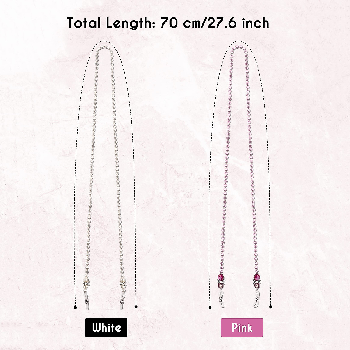 TXIN Pearl Beaded Eyeglass Chain Holder, Elegant Sunglasses Reading Glasses Cord Neck Strap Rope Holder for Women Girls (White)