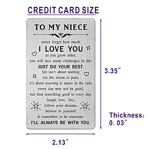 TANWIH Gifts for Niece, Metal Engraved Wallet Card for Niece, Niece Birthday Graduation Gifts from Aunt Uncle