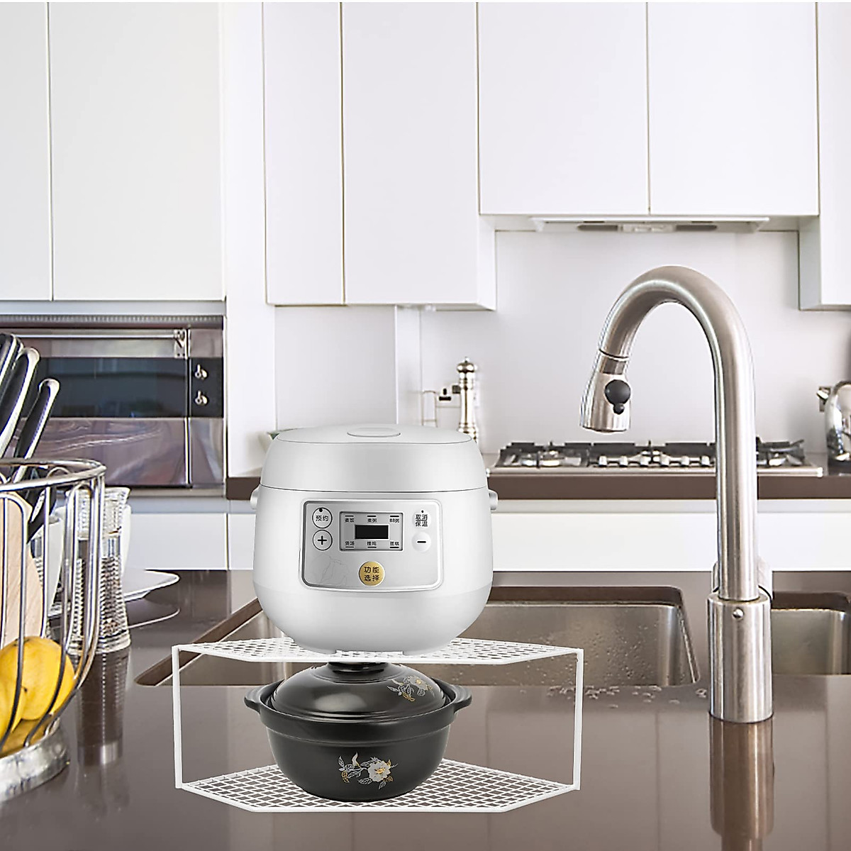 Hemoton 2pcs Countertop Spices Rack Syrup Bottle Rack Draining Pan Rack Two-Layer Pan Organizer Small Corner Shelves 2 Tier Corner Shelves Pan Storage Rack Shelf Wrought Iron Sink White