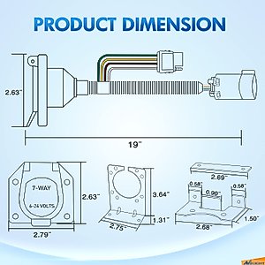 Nilight Dual Output Vehicle Side 7 Way RV Blade and 4Way Flat Wiring Harness Multi Tow 4Pin to 7Pin Electric Adapter for RVs Trucks Factory Tows Package USCAR 7Way Sockets Required