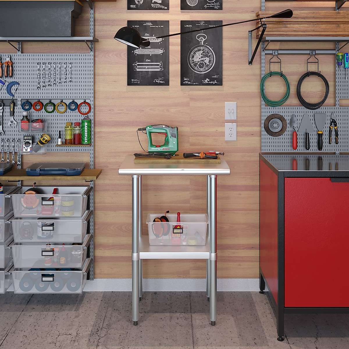 AmGood 18 in. x 24 in. Stainless Steel Work Table | Metal Kitchen Food Prep Table | NSF