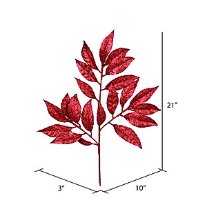 Vickerman 21" Burgundy Glitter Bay Leaf Artificial Christmas Spray. includes 12 sprays per pack.