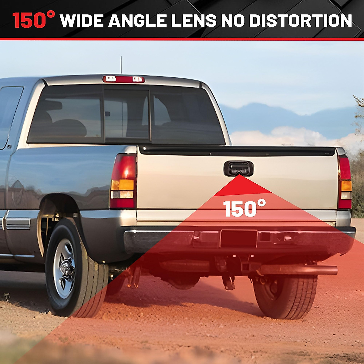 RED WOLF Tailgate Handle Backup Camera Fit for 1999-2006 Chevrolet Chevy Silverado/GMC Sierra 1500 2500 3500HD Pickups Reverse Rear View Backup Camera, Waterproof Guideline w/12V Power Cable RCA Plug