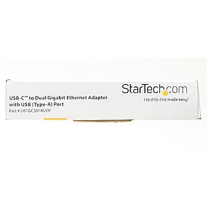 StarTech.com USB-C to Dual Gigabit Ethernet Adapter with USB 3.0 (Type-A) Port - USB Type-C Gigabit Network Adapter (US1GC301AU2R)