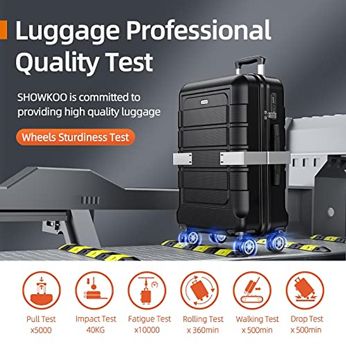 SHOWKOO Luggage Sets Expandable PC+ABS Durable Suitcase Double Wheels TSA Lock 3pcs Black