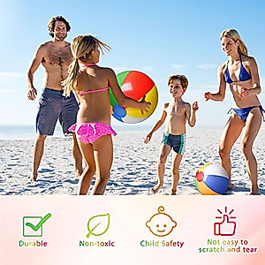 24 Pcs Inflatable Beach Balls 20" 16'' Rainbow Beach Ball Pool Party Toys Summer Outdoor Games Activities for Adults Swimming Pool Hawaiian Water Toys