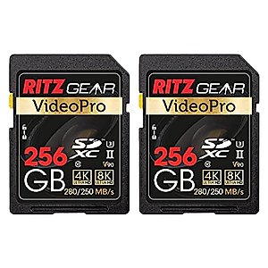 Video Pro SD Card UHS-II 256GB SDXC Memory Card 2-Pack U3 V90 A1, Extreme Performance Professional SD-Card (R 280mb/s 250mb/s W) for Advanced DSLR,Well-Suited for Video, Including 4K,8K, 3D, Full HD