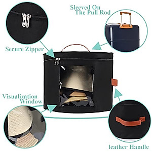 Hat Box,Hat Storage Box,Stackable Round Brim Hats Organizer Bag Container for Closet,Travel Hat Boxes for Women&Men,Collapsible Cowboy Hat Organizer,Stuffed Animal Toy Storage,Foldable Round Travel Cap Black Boxes with Dustproof Lid