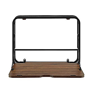 Walker Edison Modern Wood and Metal Wall Mounted Writing Desk Home Office Workstation Small, 24 Inch, Dark Walnut