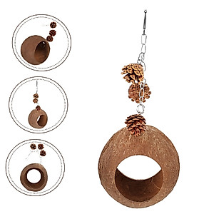OATIPHO Coconut Shell Swing Bird Nest Parrot Sleeping Bed Bird Nesting Box Toy
