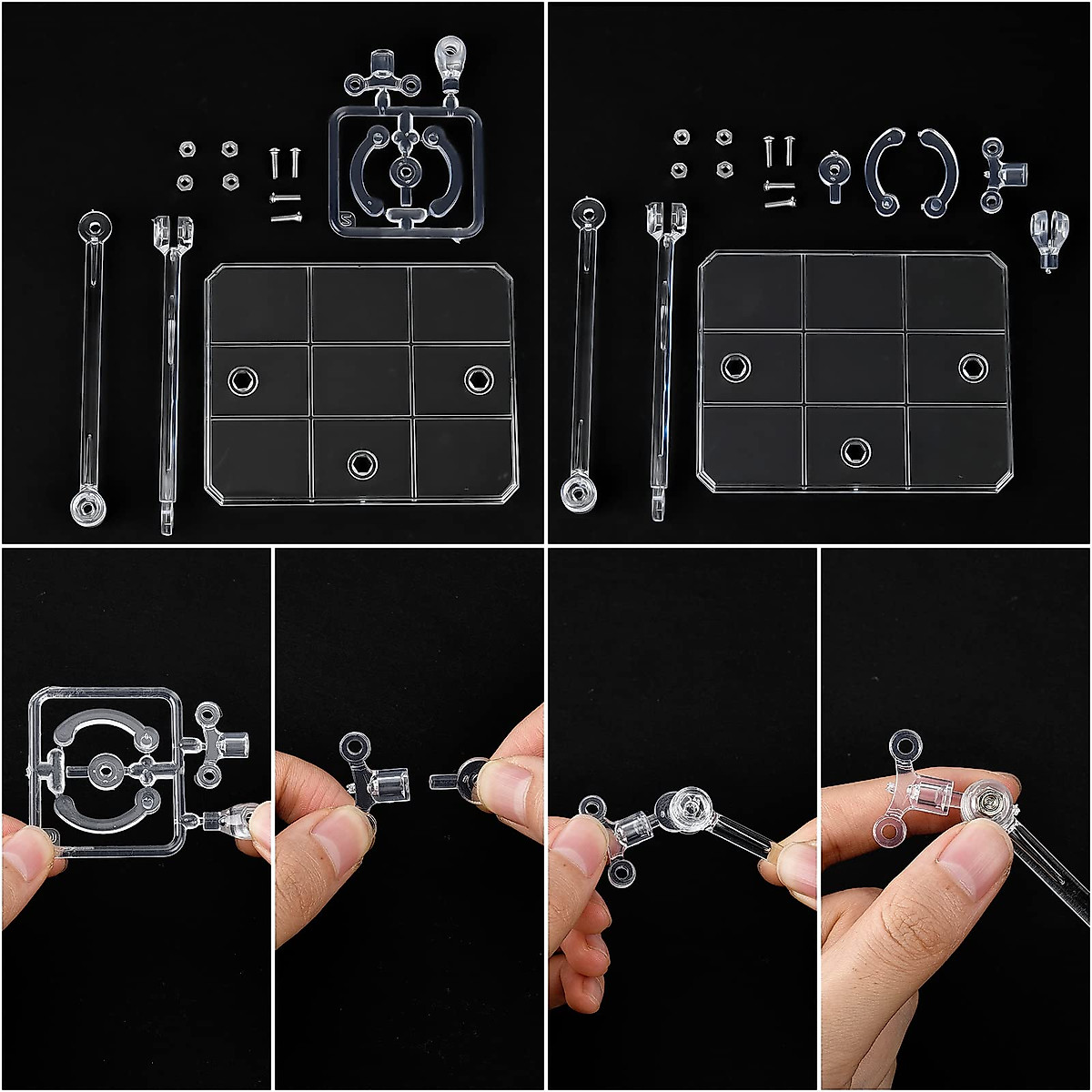 FINGERINSPIRE 8Pcs Action Figure Stand Assembly Action Figure Display Holder Base Doll Model Support Stand for 6 inch Action Figures or Effects Clear 1/144 HG/RG Gundam Figure Model Toy