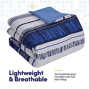 Sweet Home Collection 7 Piece Comforter Set Bag Solid Color All Season Soft Down Alternative Blanket & Luxurious Microfiber Bed Sheets, Mediterranean, King