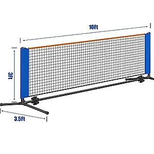 Eastgoing 10 ft Mini Portable Soccer Tennis Net | Pickleball Net System with Carrying Bag for Driveway Backyard. Easy Assemble Beach Tennis Net | Tennis Practice for Indoor and Outdoor