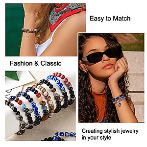 Beadthoven 412pcs Crystal Beads for Jewelry Making Kit, 8mm Round Natural Stone Beads, Evil Eye Beads for Bracelet Making for Adults, Healing Gemstone Beads for DIY Jewelry Necklace Earrings Accessory