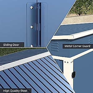 SUXXAN Metal Outdoor Storage Shed 6.5FT x 4FT, Steel Utility Tool Shed Storage House with Sliding Door, Metal Sheds Outdoor Storage for Backyard Garden Patio Lawn, Blue