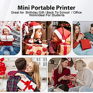 HuiJuKeJi Mini Inkless Printer for iOS&Android with Hard Protection Portable Storage Case,Bluetooth Thermal Pocket Printer with 11 Rolls of Thermal Paper＆Sticker to Print Photo Receipt