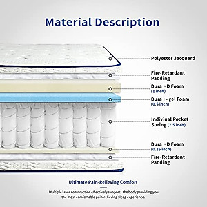 Olee Sleep 9 Inch Breeze Gel Memory Foam Innerspring Mattress, CertiPUR-US Certified, King (VC09SM01K-2)