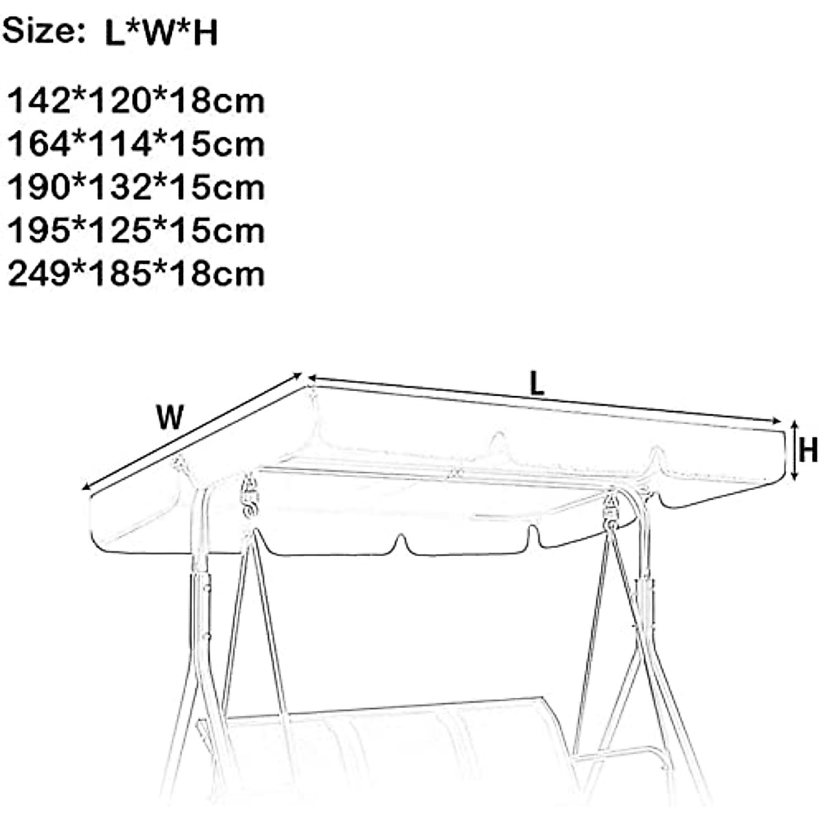 KFJZGZZ Replacement Canopy for Swing Seat,2 and 3 Seater Swing Chair Seat Top Cover for Garden Outdoor Patio Hammock Cover Top Waterproof Sunshade Hammock Canopy Swing Cover（Top Cover +Chair Cover）