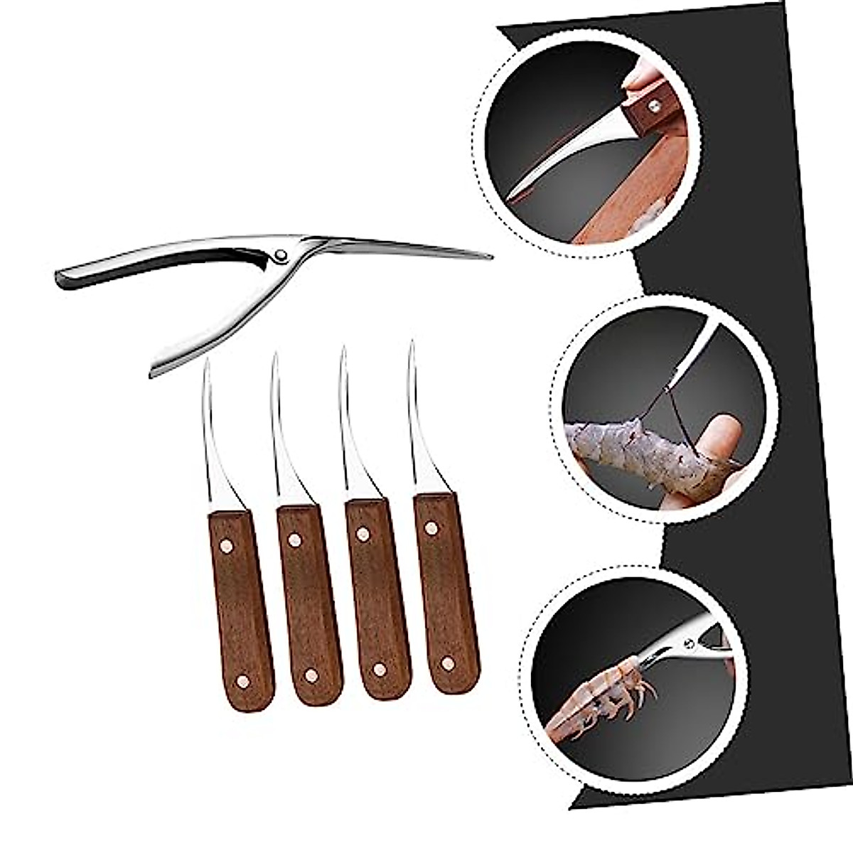Lobster Crackers 1 Set Stainless Steel Shrimp Opener Tools for Fish Scale Remover Oyster Crackers Oyster Opener Shrimp Peeler Tool Shrimp Deveiners Shrimp Cleaning Supplies Chunk