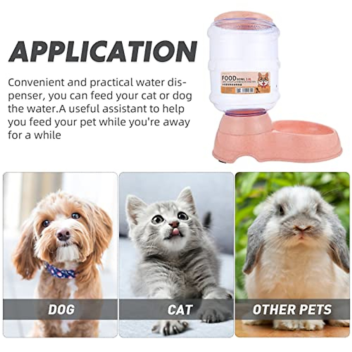 PATKAW Automatic Pet Feeders Water Dispenser 3.8L Auto Cat Dog Water Drinking Bowl Gravity Water Food Bowls Pet Feeding Tray Water Dispenser for Puppy Pink