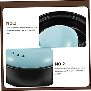 HEMOTON Ceramic Clay Pot Korean Clay Pot Stockpot with Lid Chafing Dishes with Lids Ceramic Stew Pot Oven Pot Sizzling Hot Pot Ceramic Cooking Pots Casserole Kitchen Stew Pot Blue Gas Food