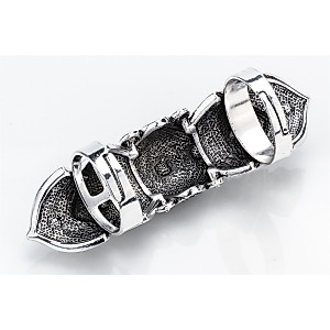 Szxc Women's Double Full Finger Armor Knuckle Long Adjustable Ring Halloween Party Accessories Costume Jewelry Gifts