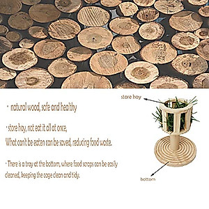 Tfwadmx Rabbit Wooden Hay Feeder Guinea Pig Hay Holder Bunny Less Wasted Food Dispenser with Cleaning Set for Chinchilla Hamster Ferret Small Animals