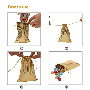 BEAVOING Pack of 100 3.54"x4.72" Heavy Duty Gold Drawstring Organza Jewelry Pouches Wedding Party Christmas Favor Gift Candy Chocolate Bags (Gold, 3.54"x4.72")