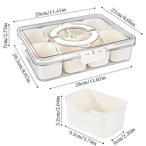 Snackle Box Container, Divided Serving Tray with Lid and Handle, 8 Compartments Serving Platters and 10 Stainless Steel Forks, Perfect for Organizing and Storing Candy, Fruits, Nuts, Snacks