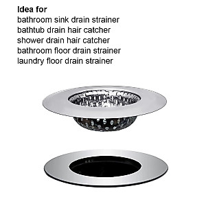 Huntonry Small Bathroom Sink Strainer, Small Drain Hair Catcher for Shower Bath Tub Laundry Sink, Stainless Steel Drain Basket, 2.90" Top / 1.50" Basket and 2.12" Top / 1.15" Basket, 2-Pack