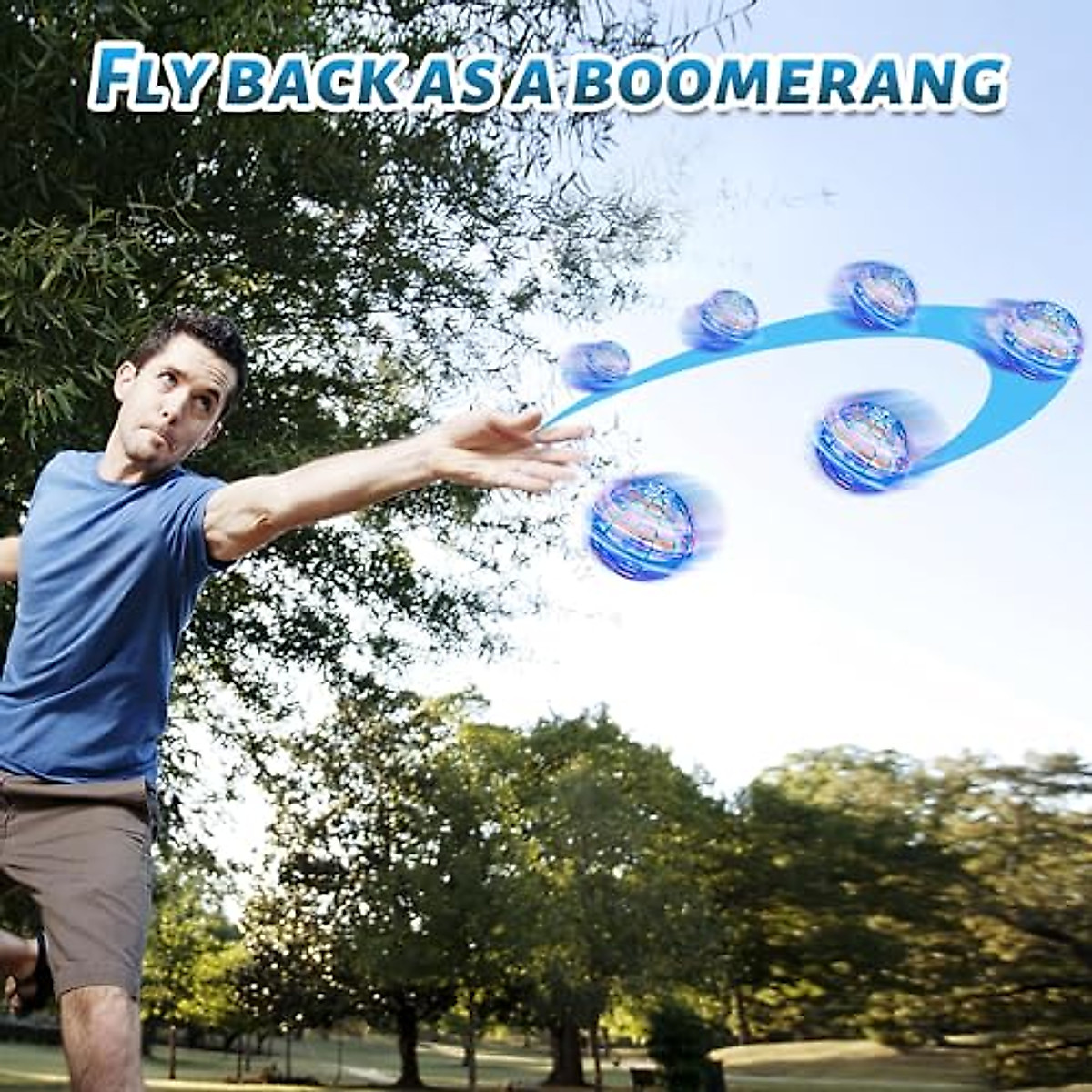 Beavo Boomerang Ball: Hover Ball Toy, Blue, 6+, USB Charging, Includes USB Cable