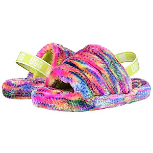 UGG Girls K Fluff Yeah Pixelate Slipper, White, 6 Big Kid