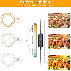 Selfie Ring Light with Stand and Phone Holder,Overhead Phone Mount with 10.5" Ring Lights,Desk Circle Lingt with Tripod Adjustable Shooting Arm for Video Recording,YouTube,TikTok,Live Streaming