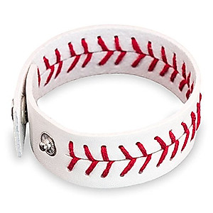 ChalkTalkSPORTS Authentic Baseball Leather Bracelet | Baseball Jewelry