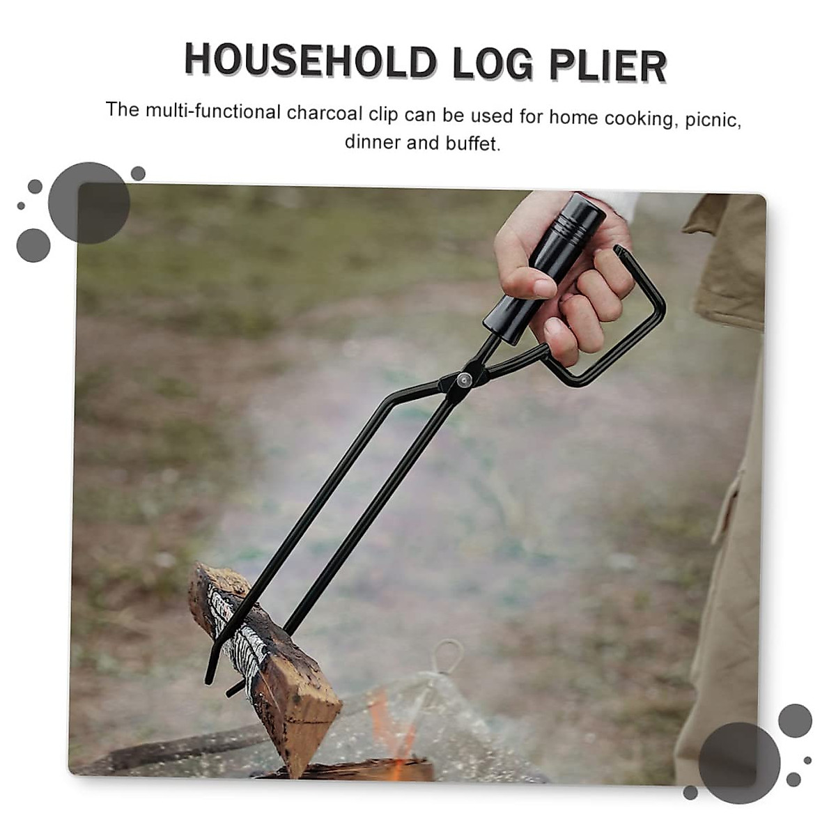 Happyyami Tongs Grill Outdoor Camping BBQ Outdoor BBQ Fireplace Charcoal Clamps Charcol Barbecue Trash Pickup Grabber Iron Long Charcoal Tong Charcoal Plier Camping Supply Large Pen Holder