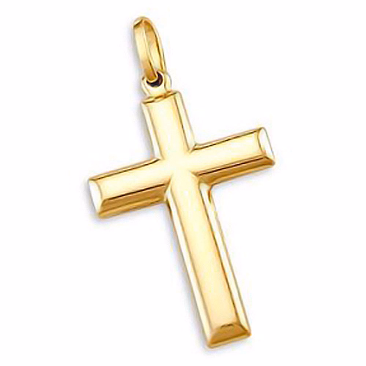 14k Yellow Gold Cross Pendant Charm Plain 1" - Jewelry Gifts For Women Wife Mom Gifts For Men Husband Dad