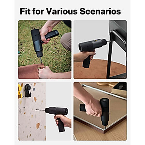 HOTO Cordless Brushless Drill 12V, LED Display Screen, 30 Precision Gears, 2 Working Modes, 2000mAh Battery, 266 In-lbs (30N·m) Torque, 3/8 Inch Keyless Chuck, 1400RPM, 10 x Bits, 8 x Drill Bits