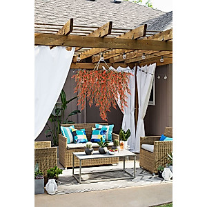 RECUTMS Artificial Lavender Fake Hanging Flowers 4Pcs Plants Faux Plastic Kitchen Home Wedding Office Garden Decor (Orange)