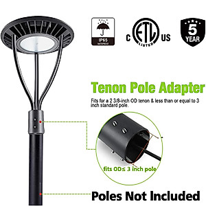 LED Post Top Pole Light with Dusk to Dawn Photocell, 20W/30W/40W/60W Wattage Selectable, 3000K/4000K/5000K CCT Tunable, LED Garden Area Lights for Pathway IP65 Waterproof